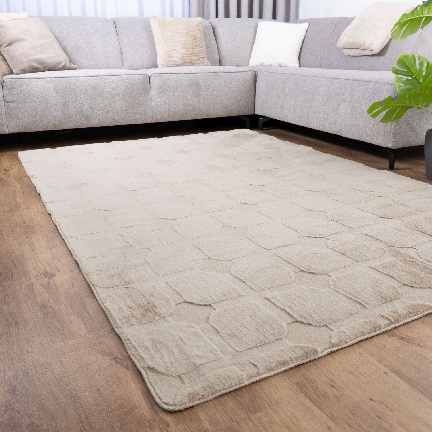 Beige Tapijt Laagpolig Vloerkleed Koho Soft Japandi – kohocarpets